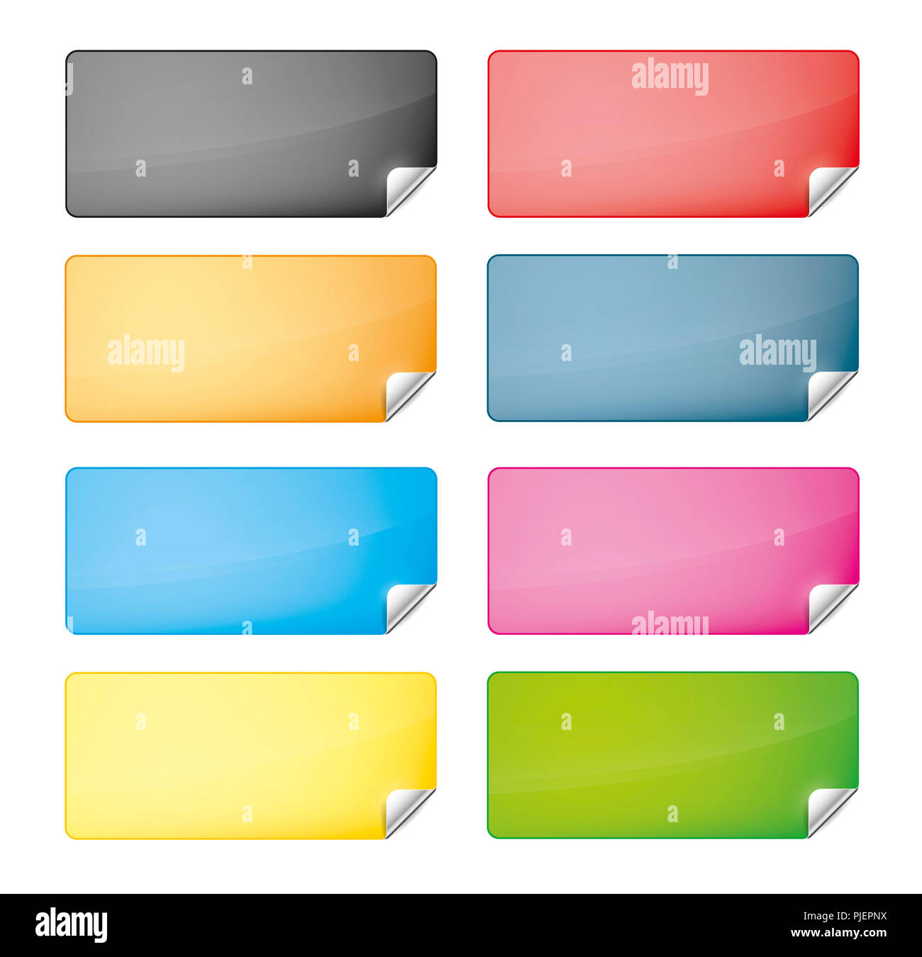 eight labels with different colors for your web site Stock Photo - Alamy