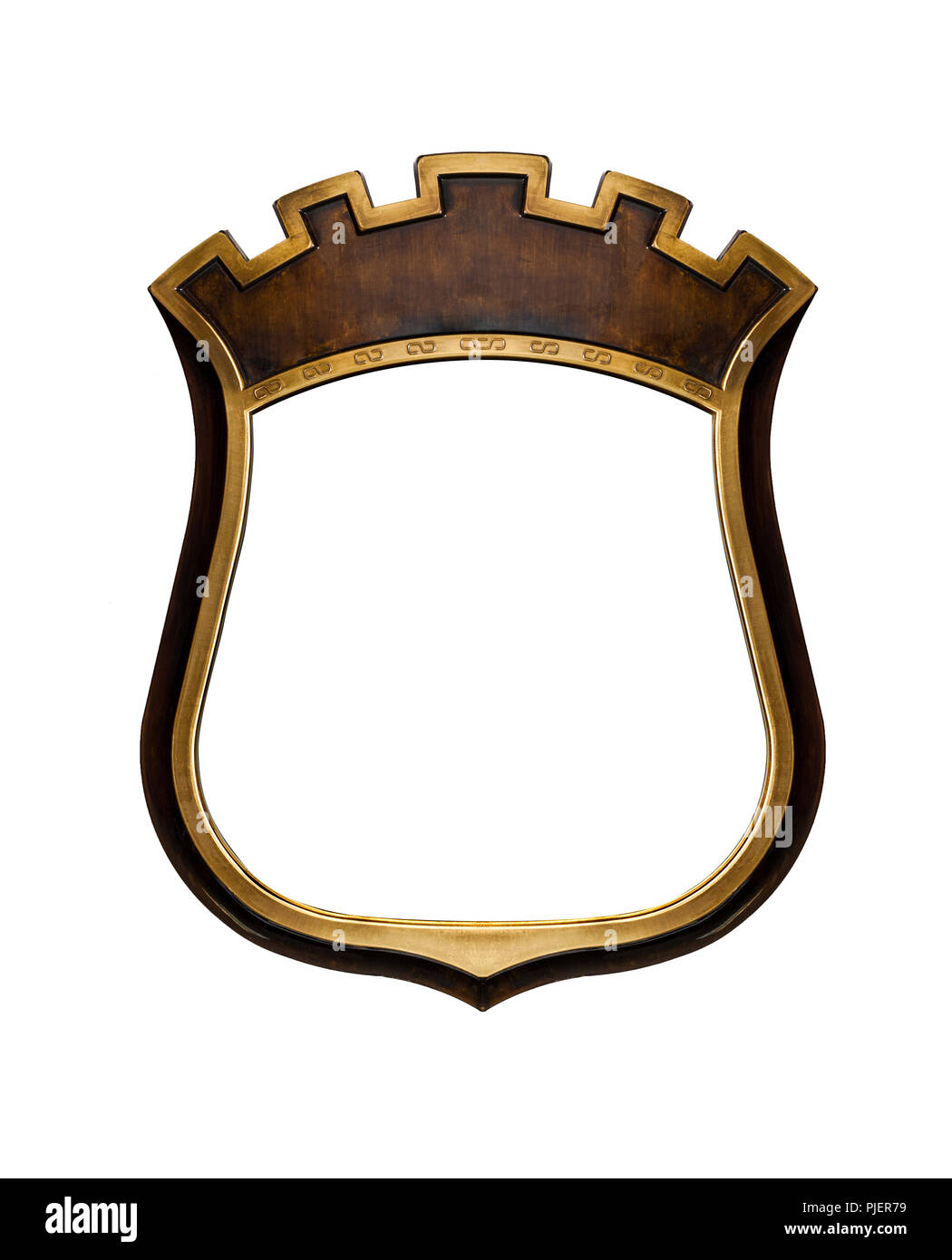 Heraldic shield diploma in wooden frame isolated on white Stock Photo ...