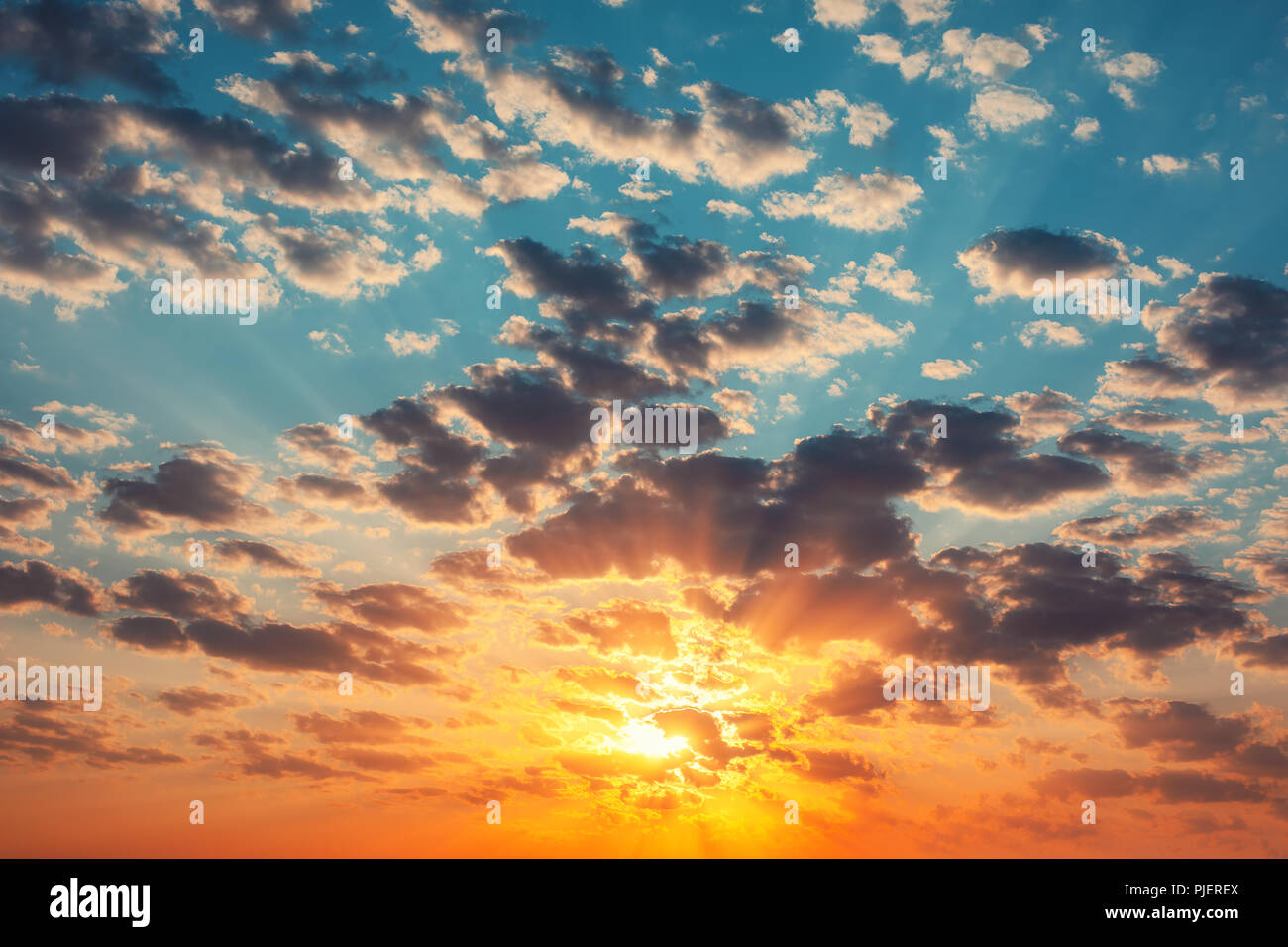 Cloudscape and dramatic orange sky, sunrise shot Stock Photo - Alamy
