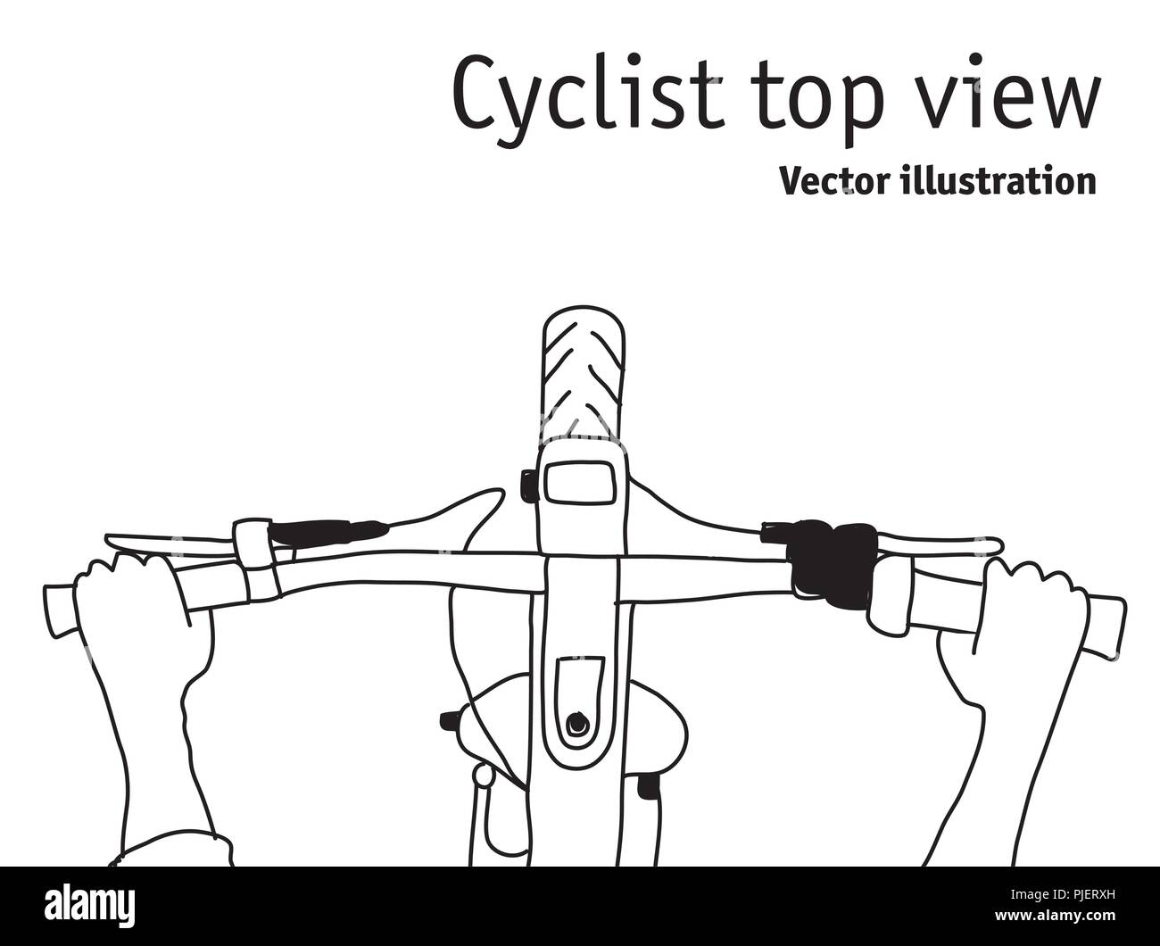 Cyclist and bicycle top view black and white Stock Vector Image & Art ...