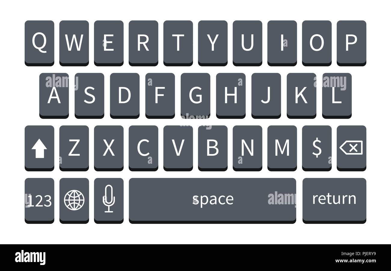 Dark smartphone keyboard on white. Mobile phone keypad mockup Stock ...