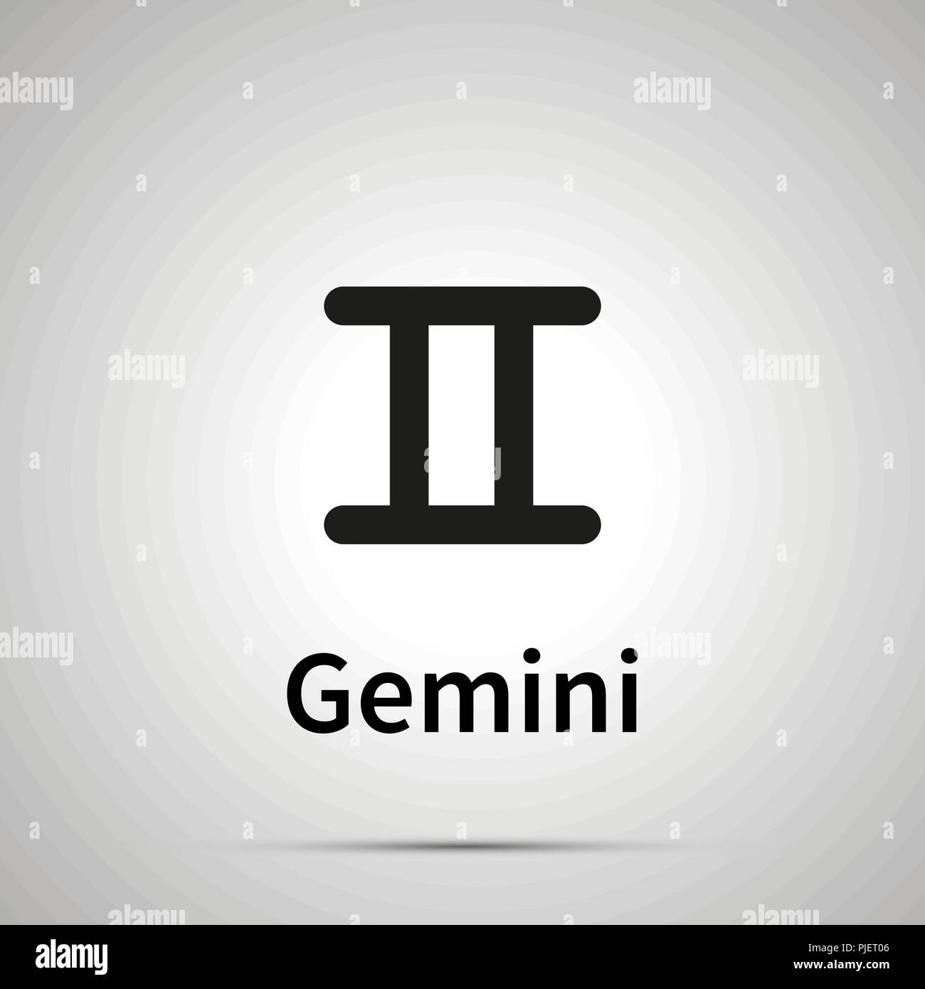 Gemini astronomical sign, simple black icon with shadow on gray Stock ...
