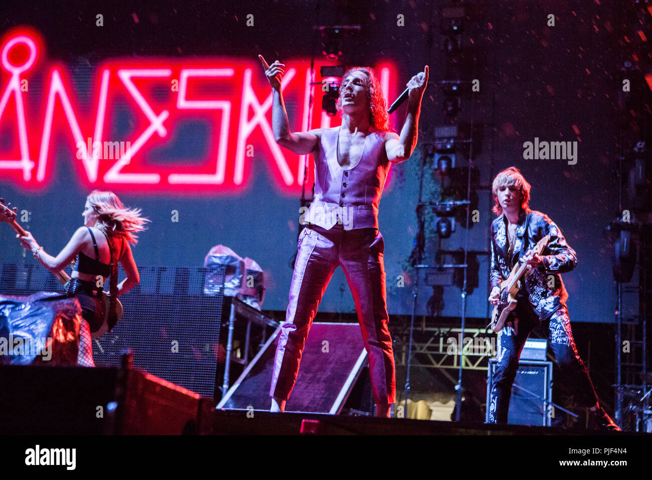 Milan Italy. 06 September 2018. The Italian rock band MANESKIN performs ...