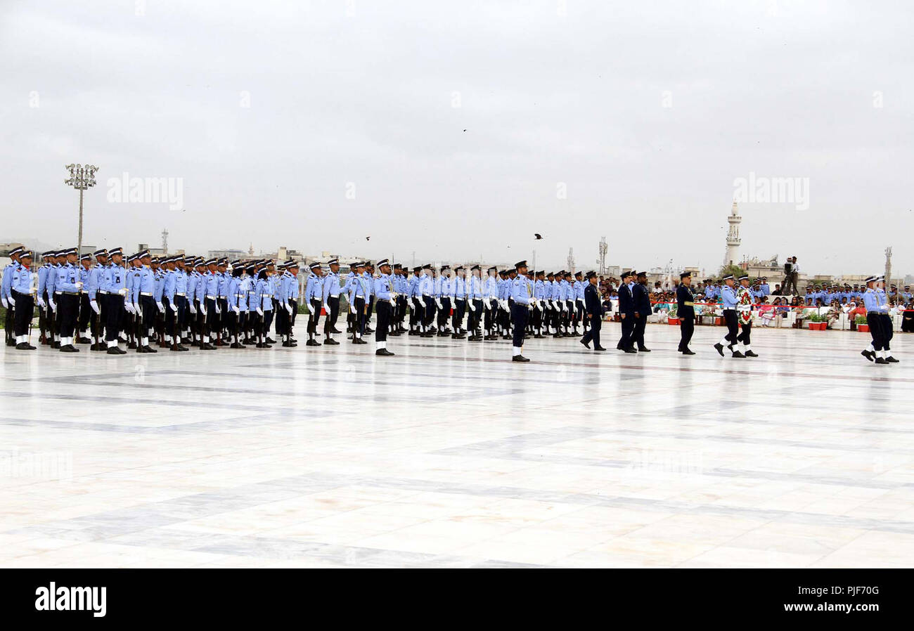 Pakistan Air Force cadets performing march past during change of guards ...