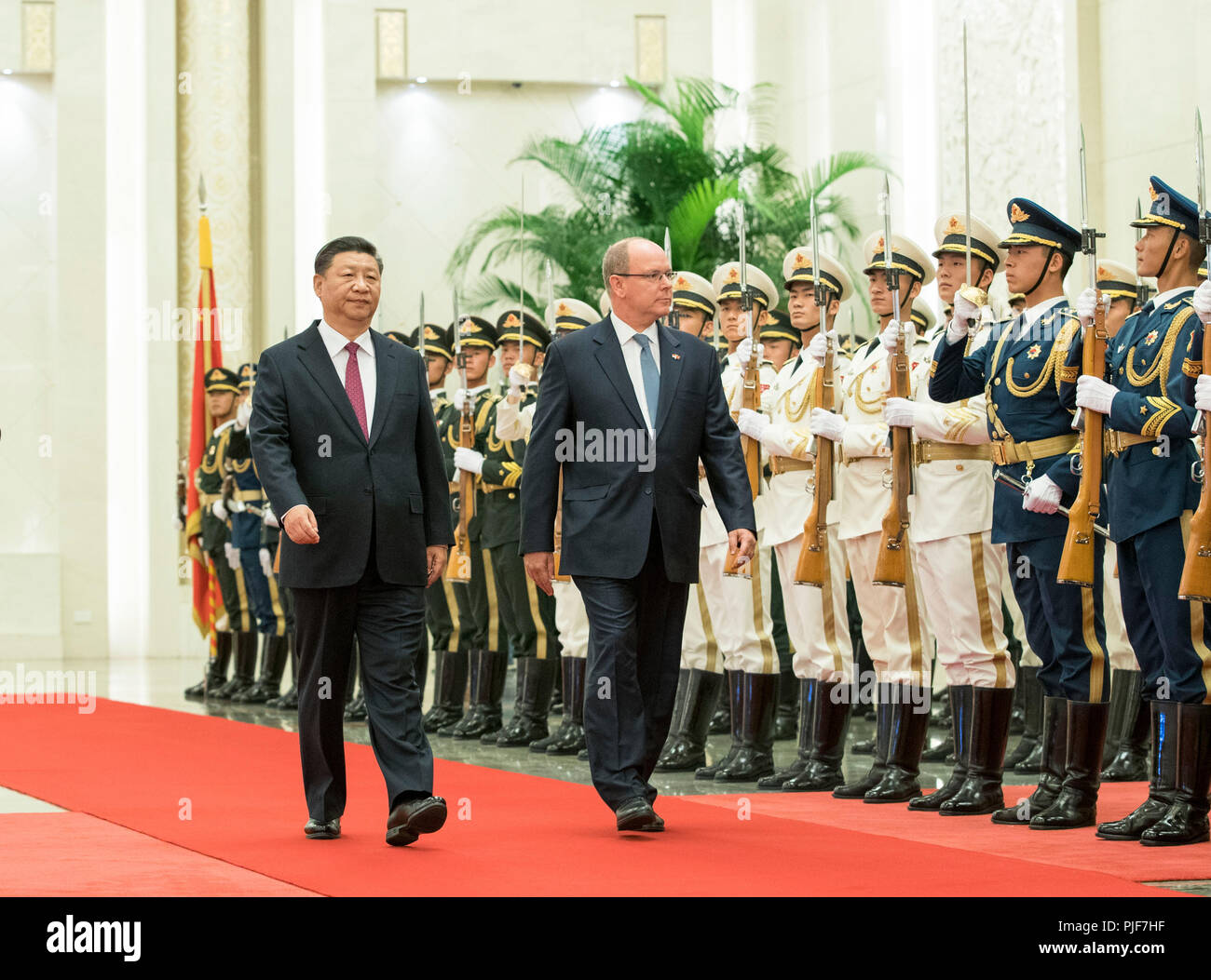 Beijing, China. 7th Sep, 2018. Chinese President Xi Jinping holds a ...