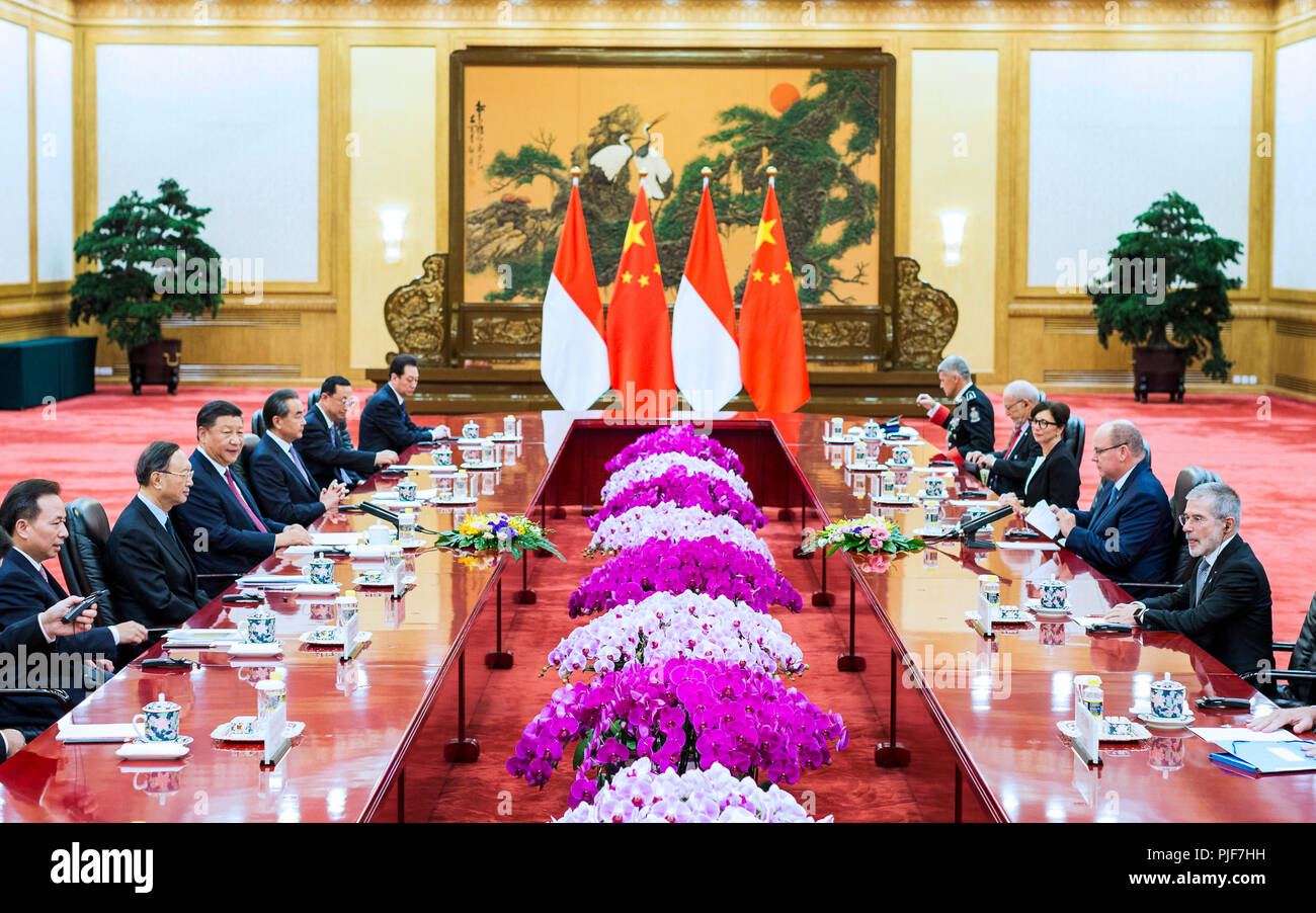 Beijing, China. 7th Sep, 2018. Chinese President Xi Jinping holds talks ...