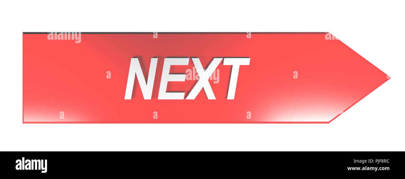 NEXT on red arrow - 3D rendering Stock Photo - Alamy