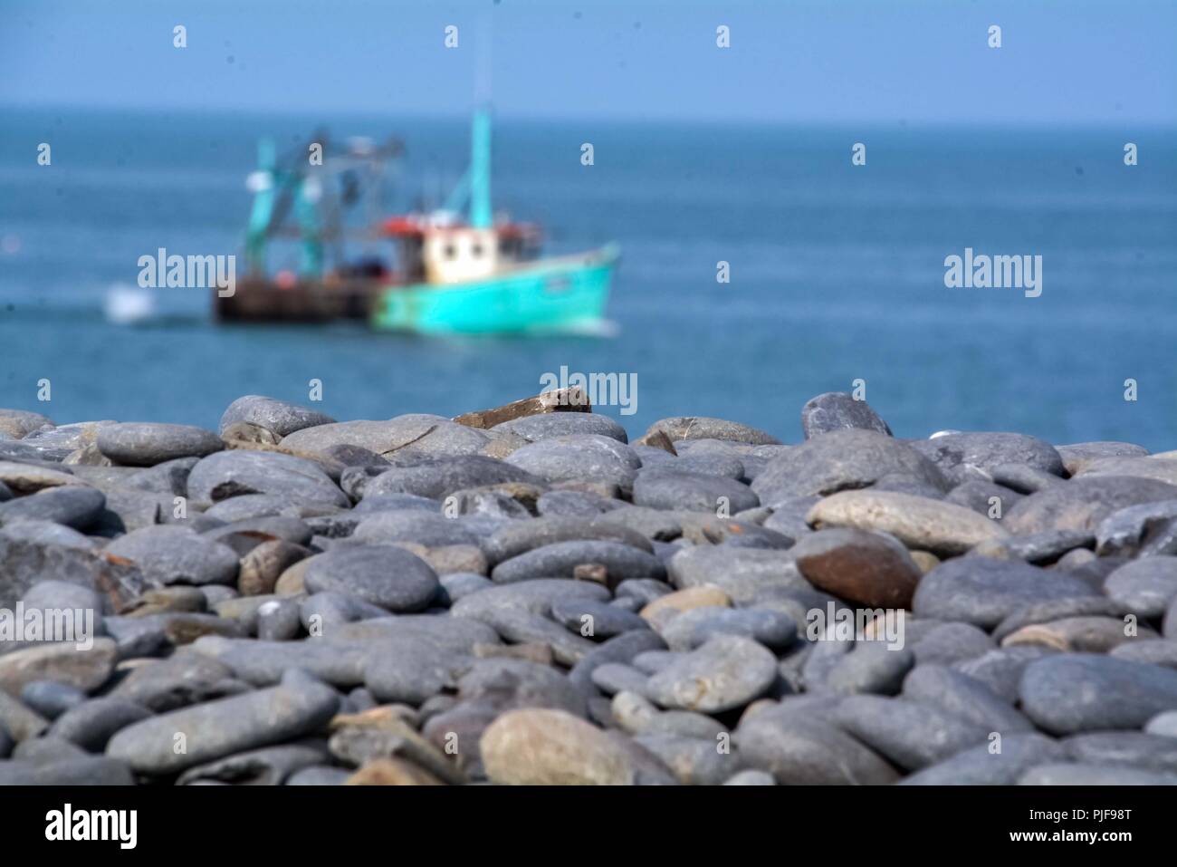 north beach aberaeron wales uk a welsh fishing boat just of the north ...