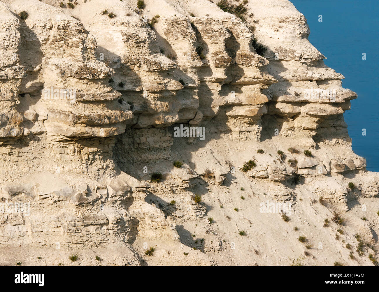 Limestone rocks destroyed by wind and time. Natural mountains landscape ...