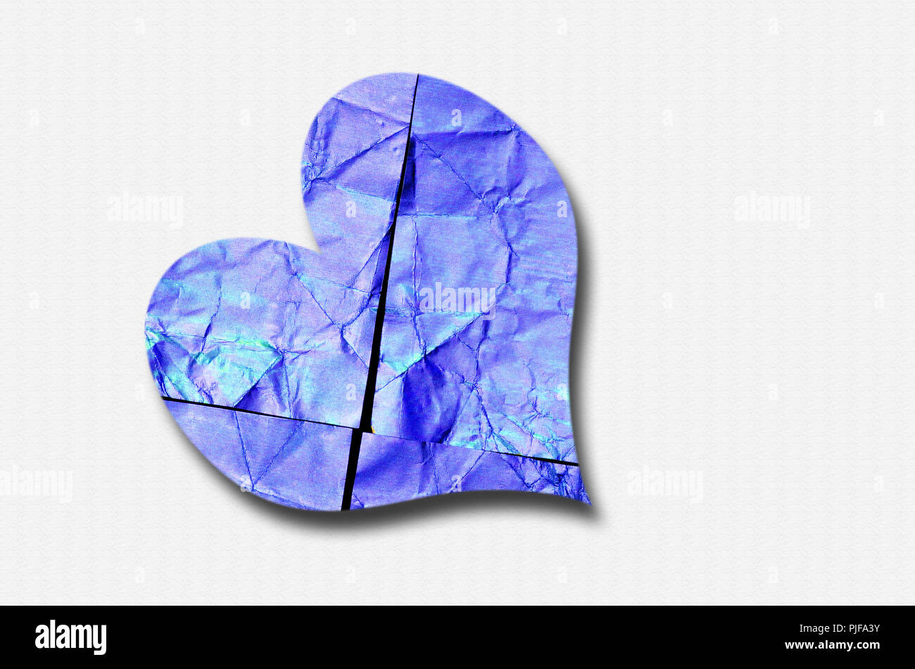 close up of a blue and cyan heart isolated on white background, flat ...