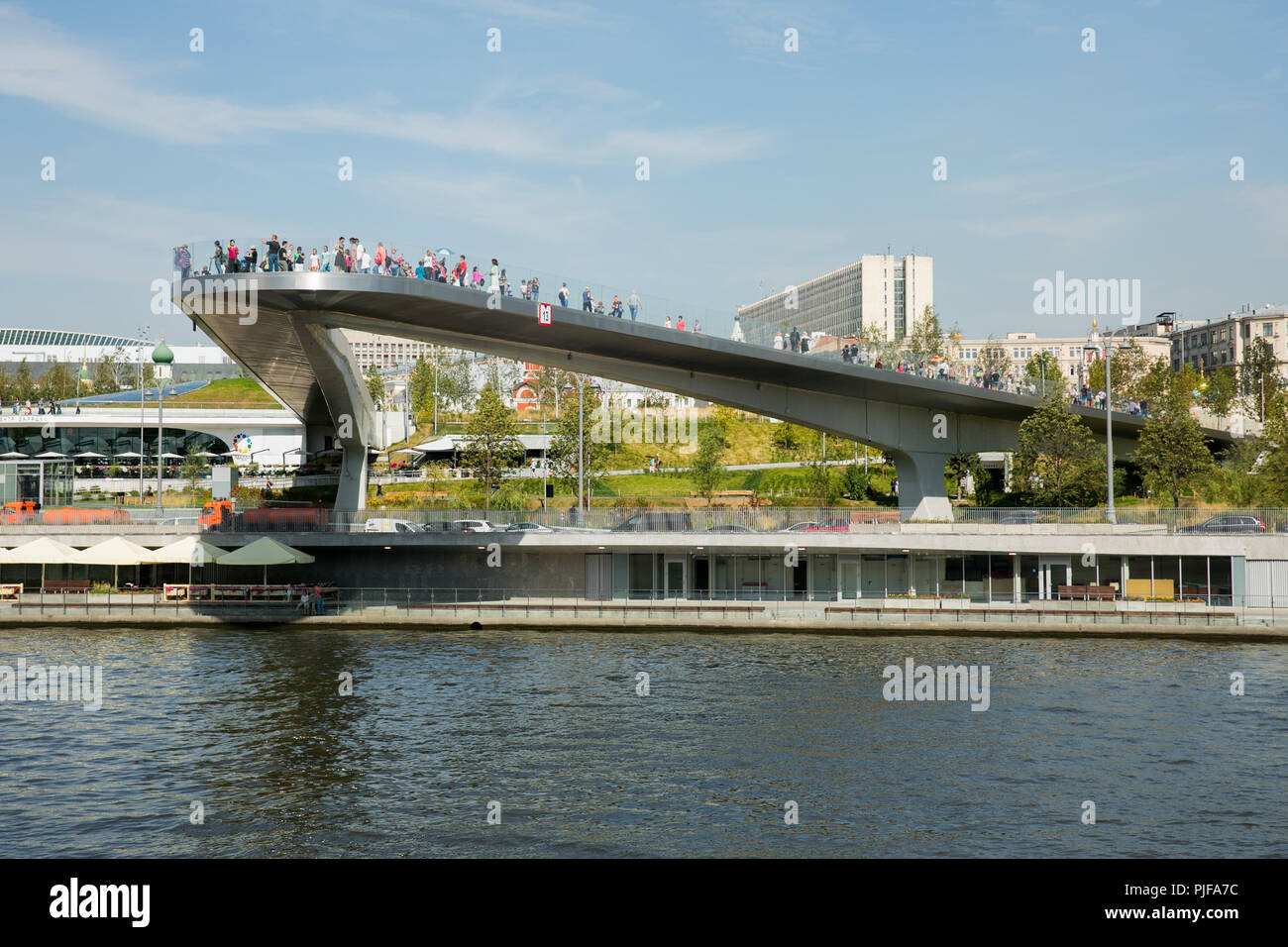 Zaryadye Park, floating bridge, Moscow Stock Photo - Alamy