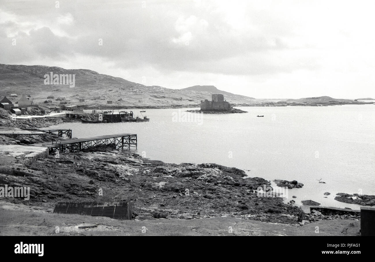 1950s, historical picture from this era of Kisimul Castle at the Isle ...