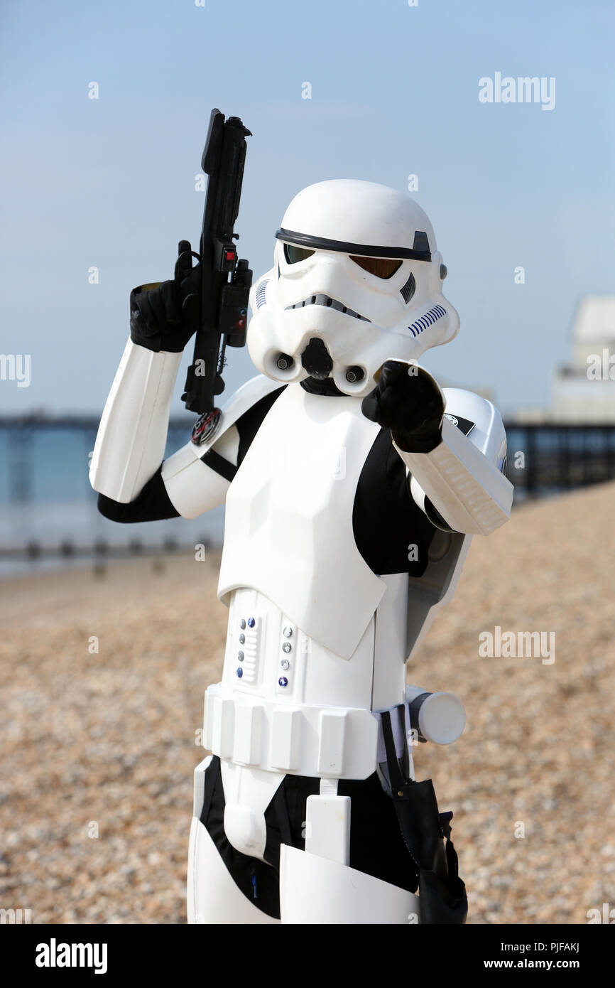 General views of a Stormtrooper pictured on Bognor Regis Beach in West ...