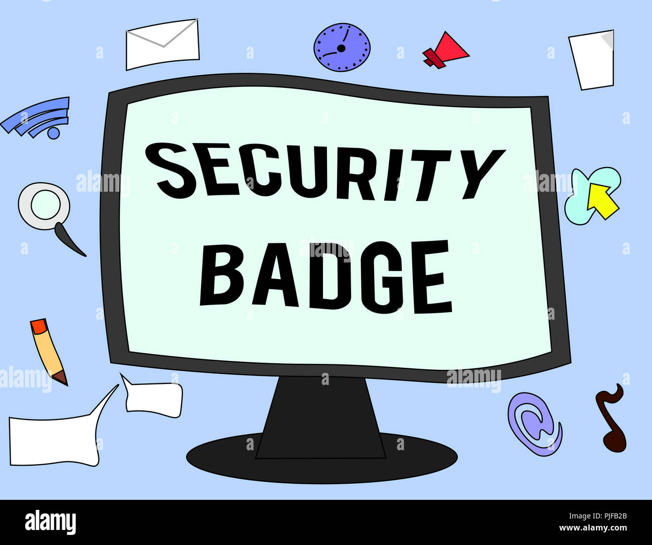 Handwriting text Security Badge. Concept meaning Credential used to ...