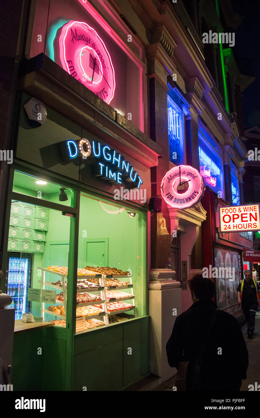 Doughnut Time on Shaftesbury Avenue, Soho, London, UK Stock Photo - Alamy