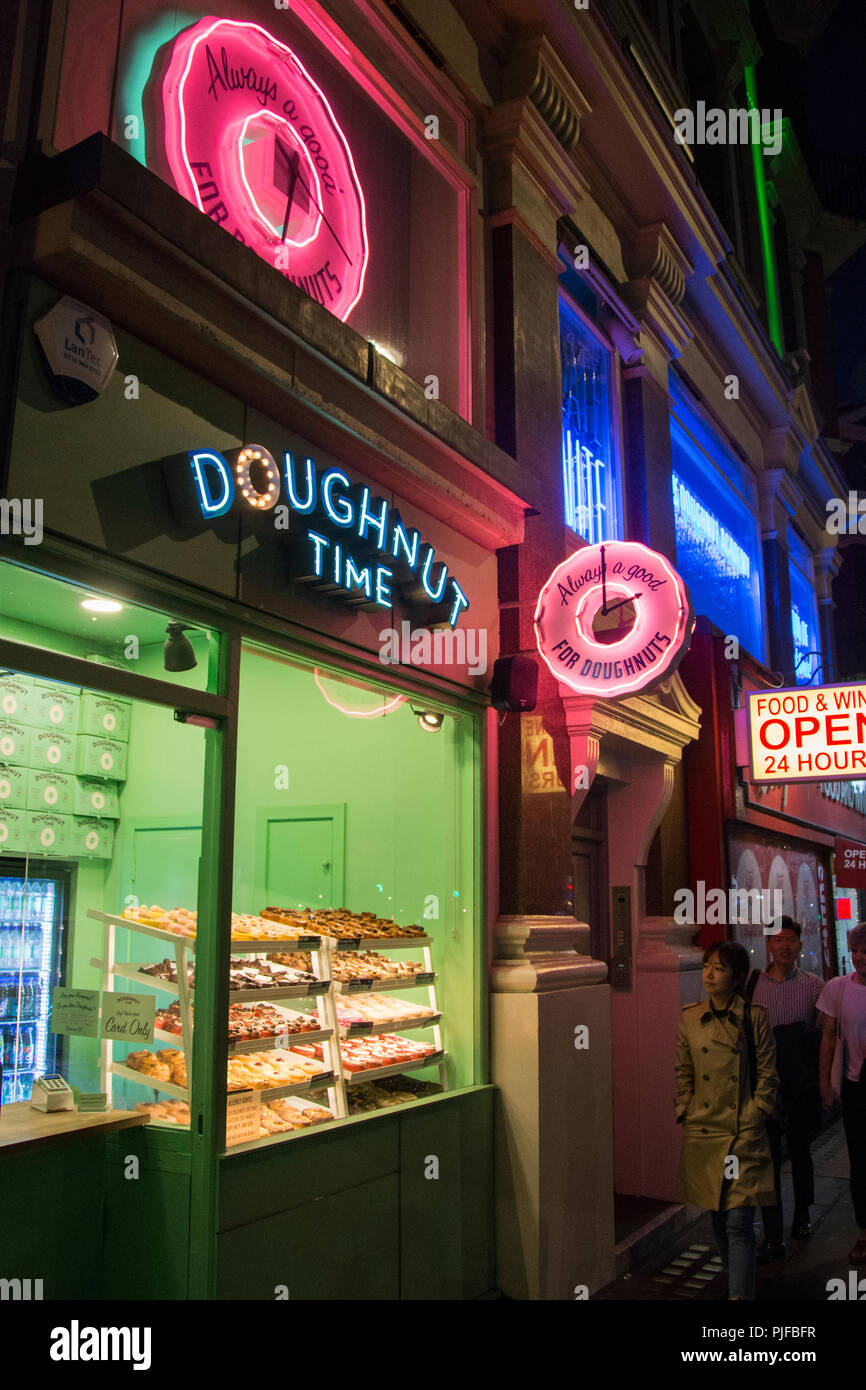 Doughnut Time on Shaftesbury Avenue, Soho, London, UK Stock Photo - Alamy