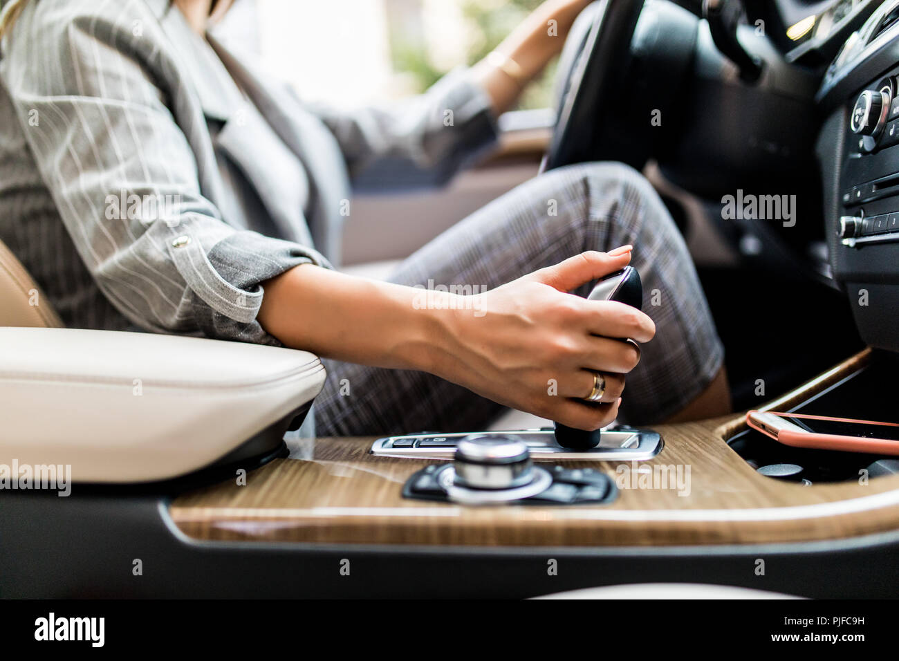 Woman stick shift car hi-res stock photography and images - Alamy
