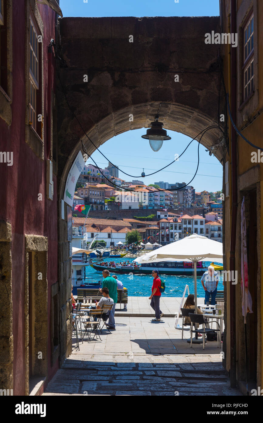 PORTO, PORTUGAL - JULY 21, 2017: One door of the Fernandina wall, 14th ...