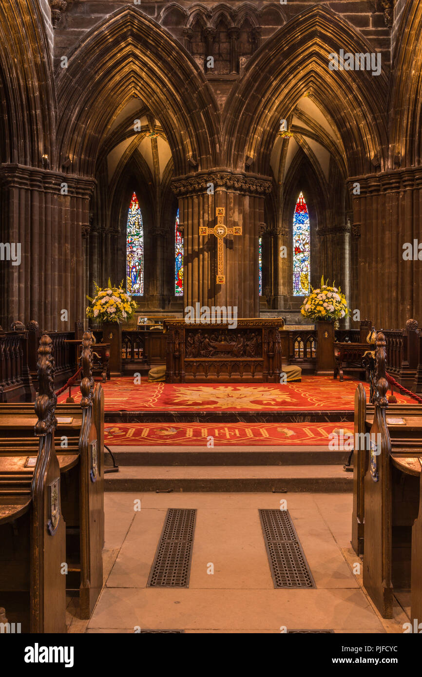 Stained glass window above altar hi-res stock photography and images ...