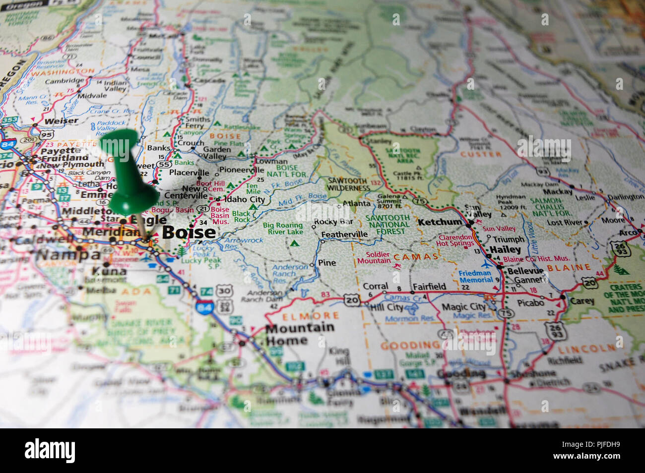 A map of Boise, Idaho marked with a push pin Stock Photo - Alamy