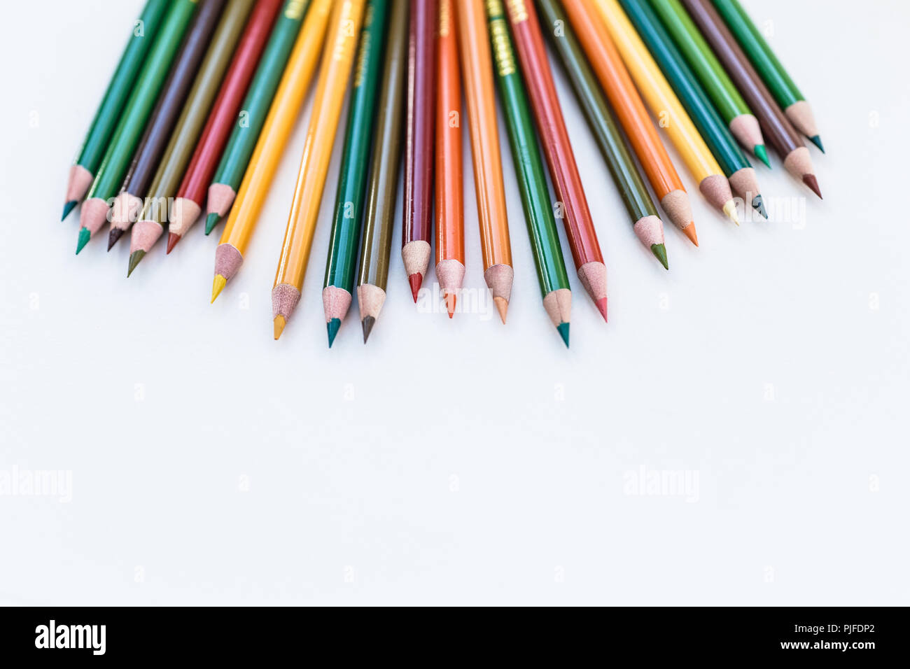 Set of colorful pencils on white background. Autumn color palette Back ...