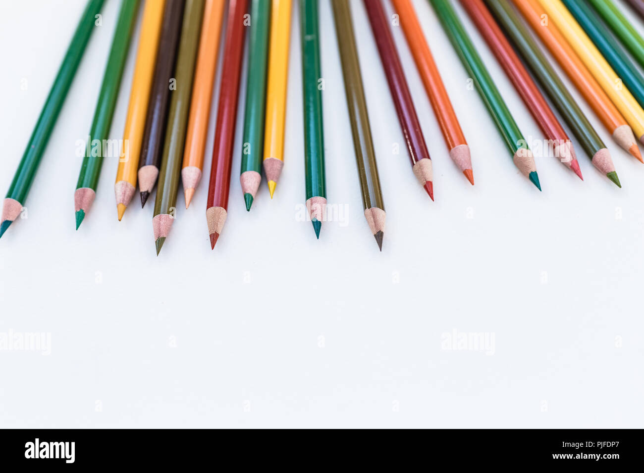 Set of colorful pencils on white background. Autumn color palette Back ...