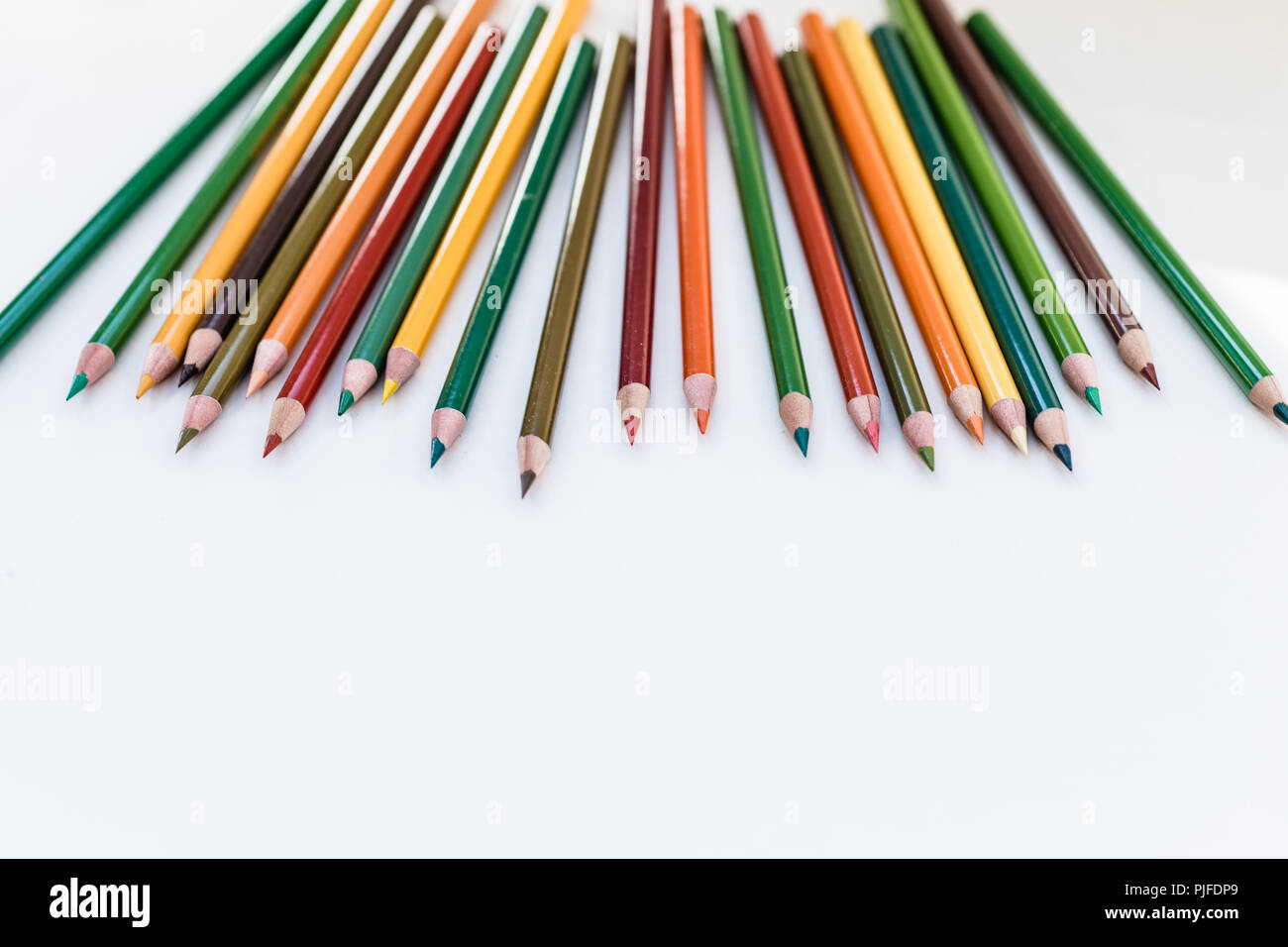 Set of colorful pencils on white background. Autumn color palette Back ...