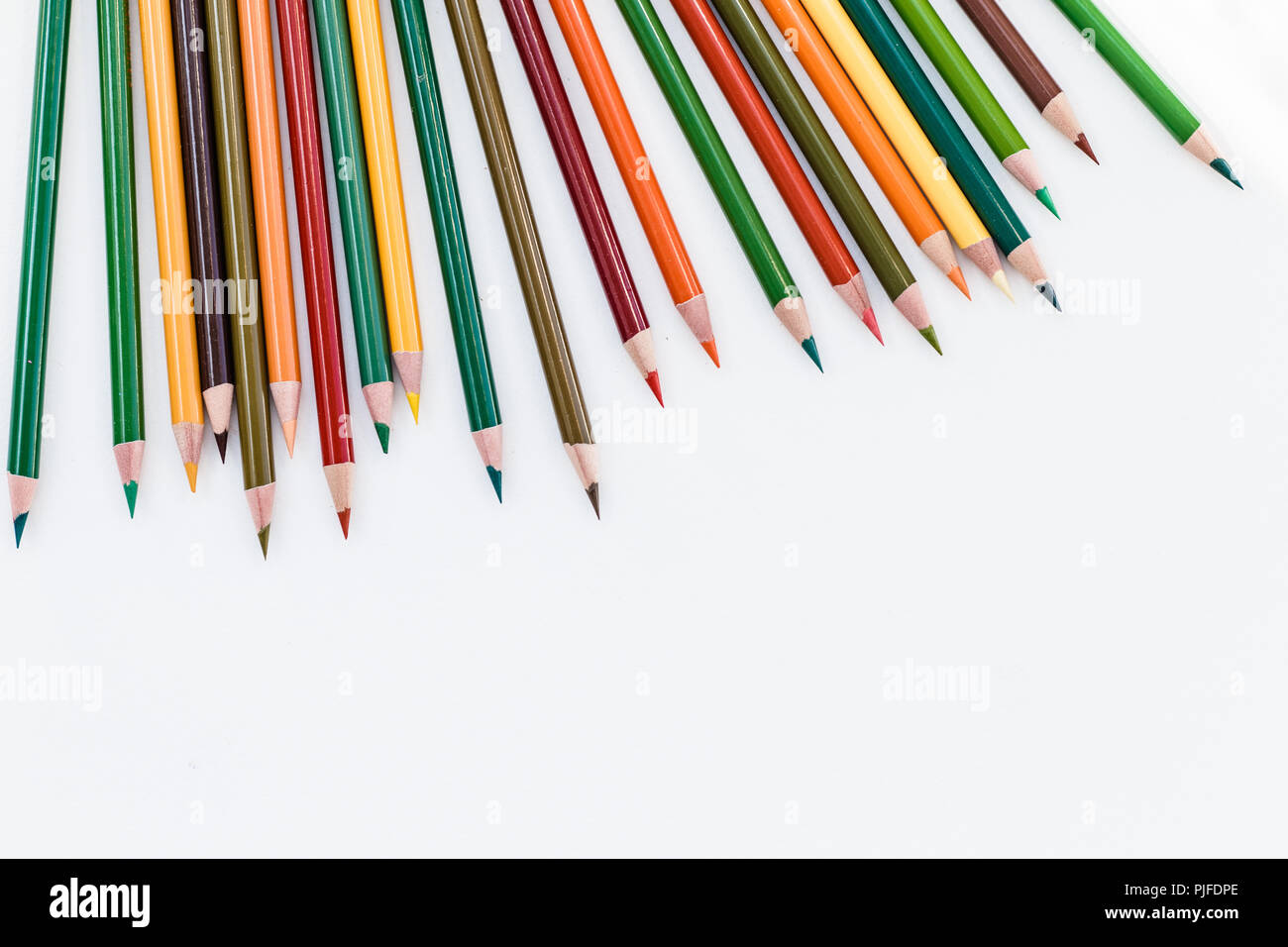 Set of colorful pencils on white background. Autumn color palette Back ...