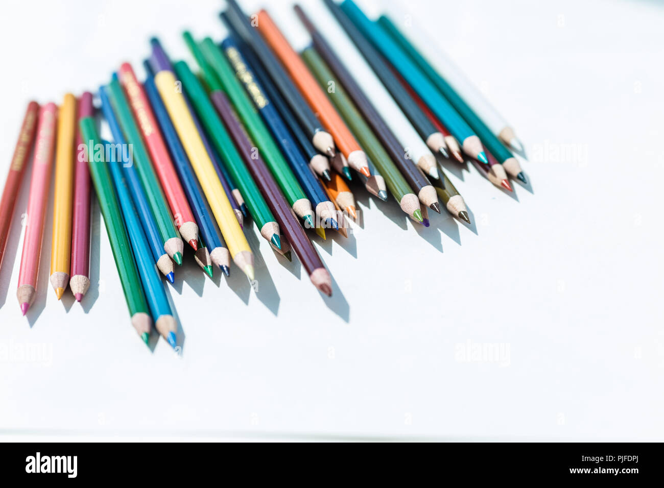Set of colorful pencils on white background. Autumn color palette Back ...