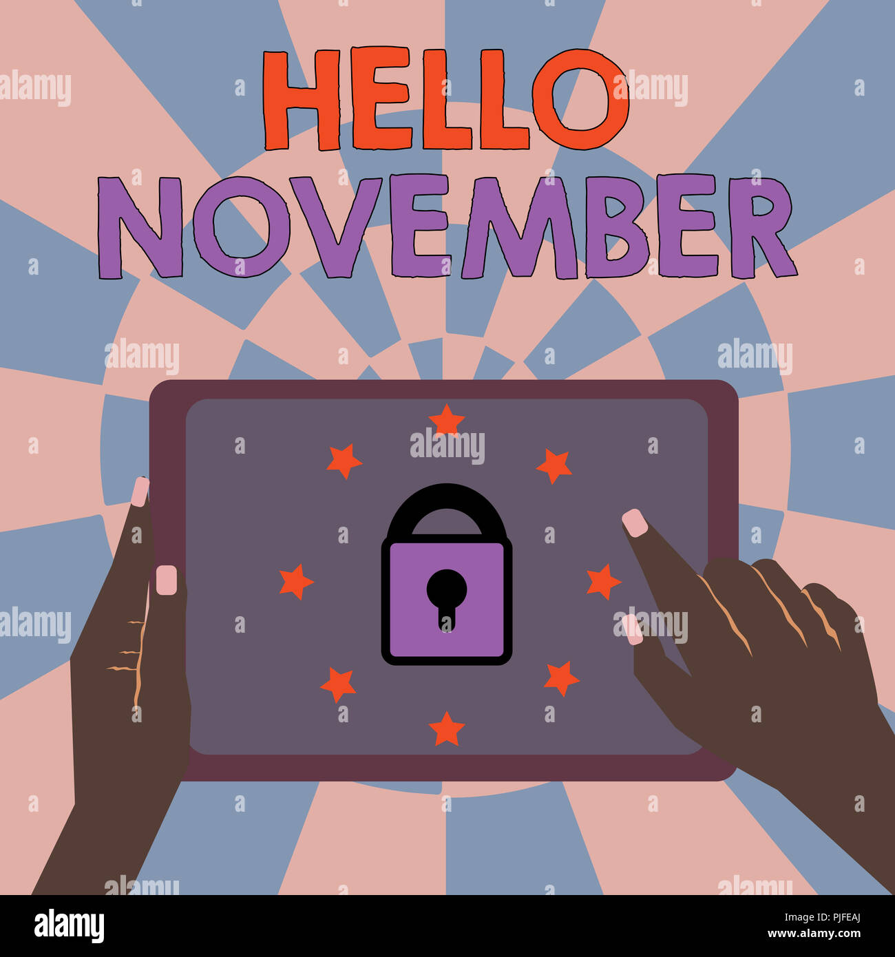 Text sign showing Hello November. Conceptual photo Welcome the eleventh ...