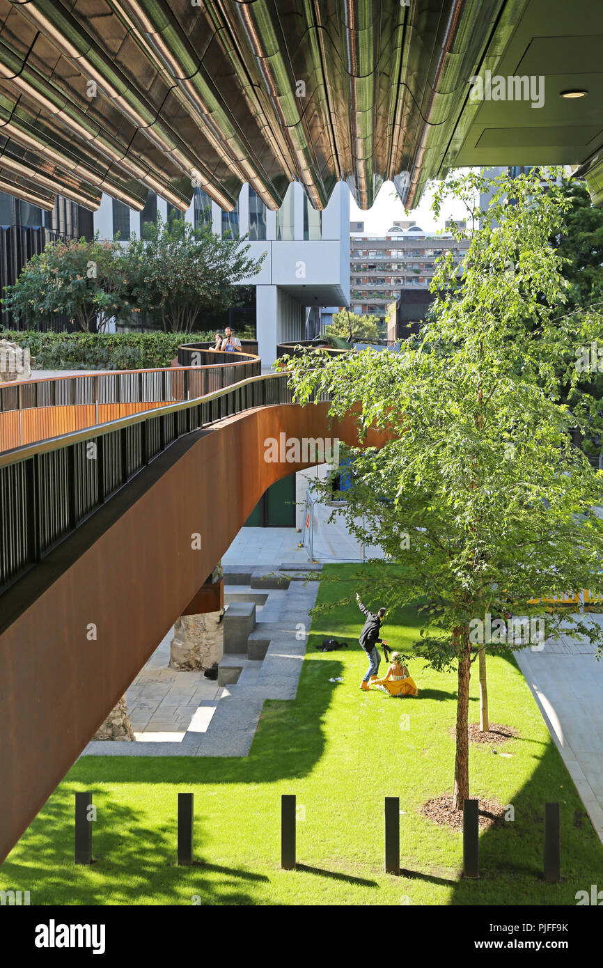 Newly rebuilt Bastion High Walk pedestrian route in the Barbican ...