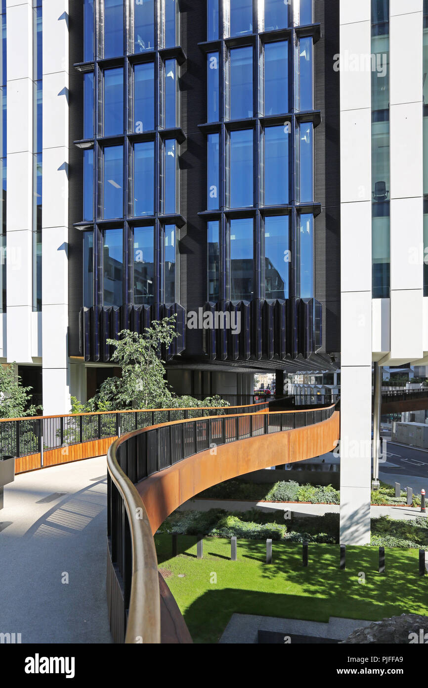 Newly rebuilt Bastion High Walk pedestrian route in the Barbican ...