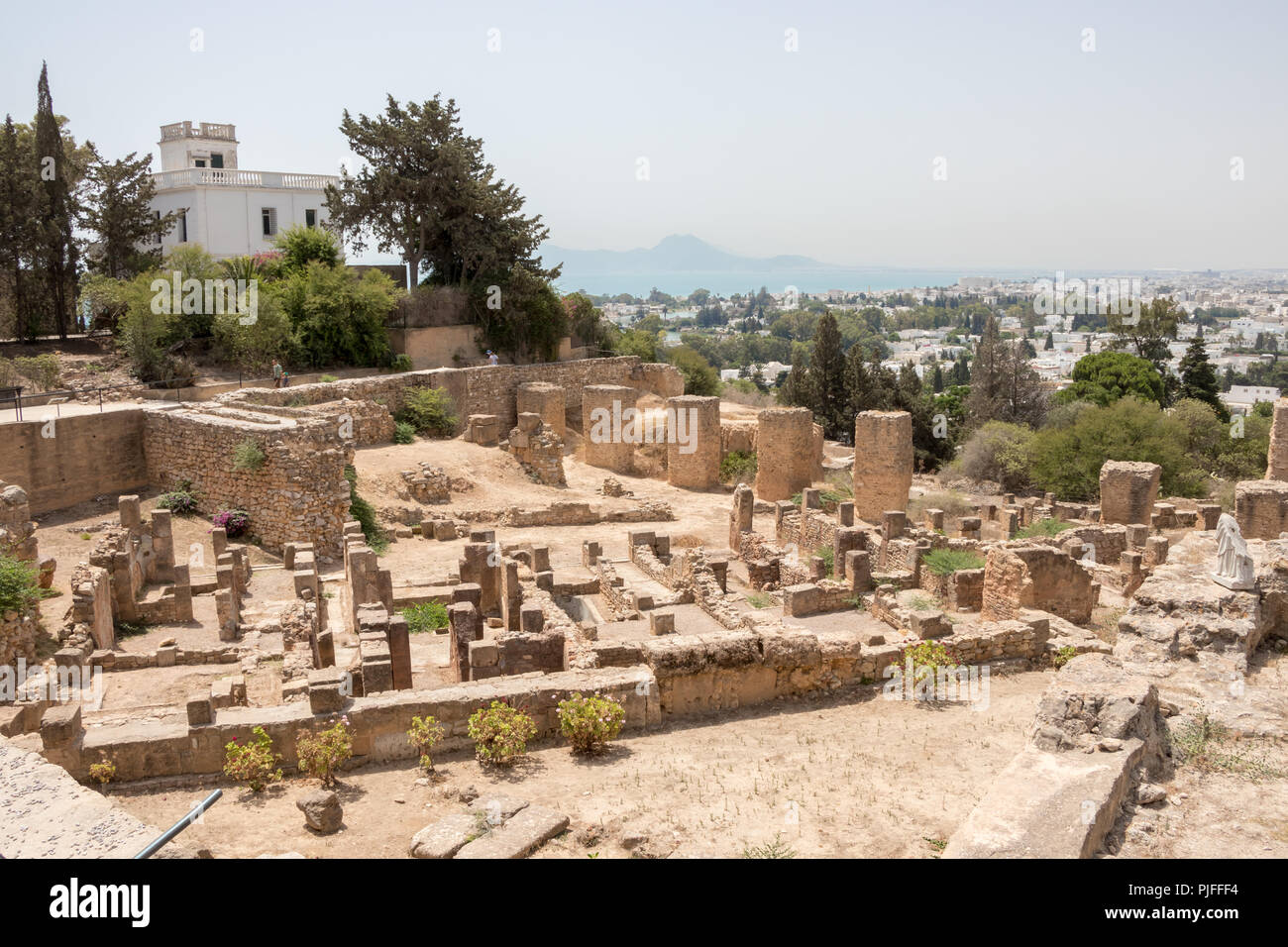 CARTHAGE, TUNISIA - JULY 19 2018: The layout of the Byrsa hill, the ...