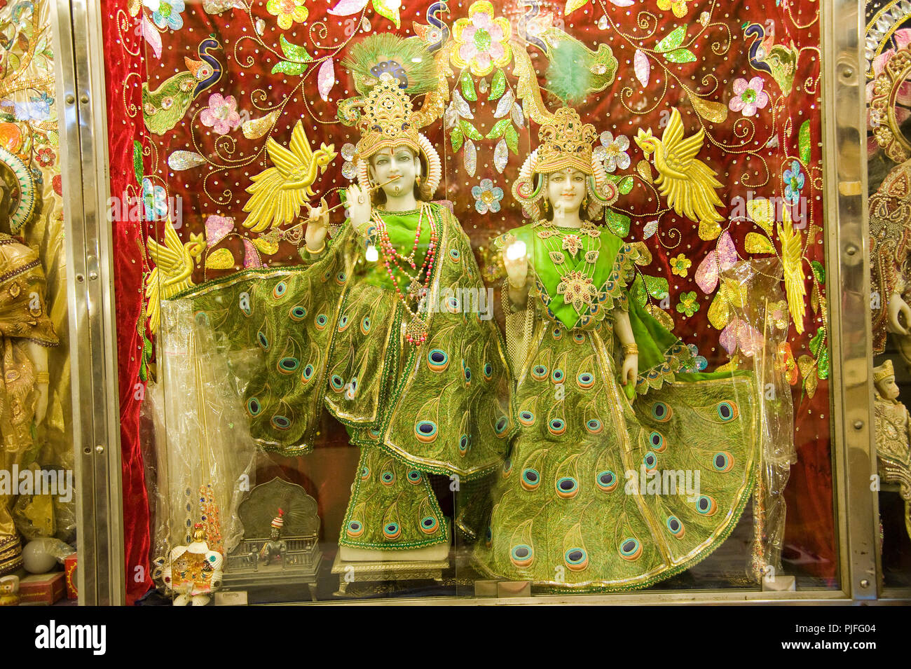 A Statues of Krishna and Radha inside a temple at Vrindavan Mathura ...