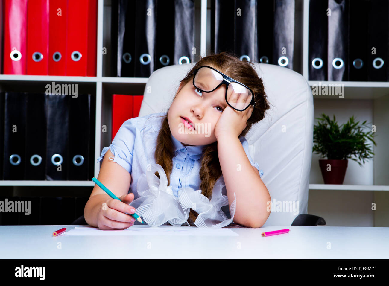 Child homework bored studio hi-res stock photography and images - Alamy