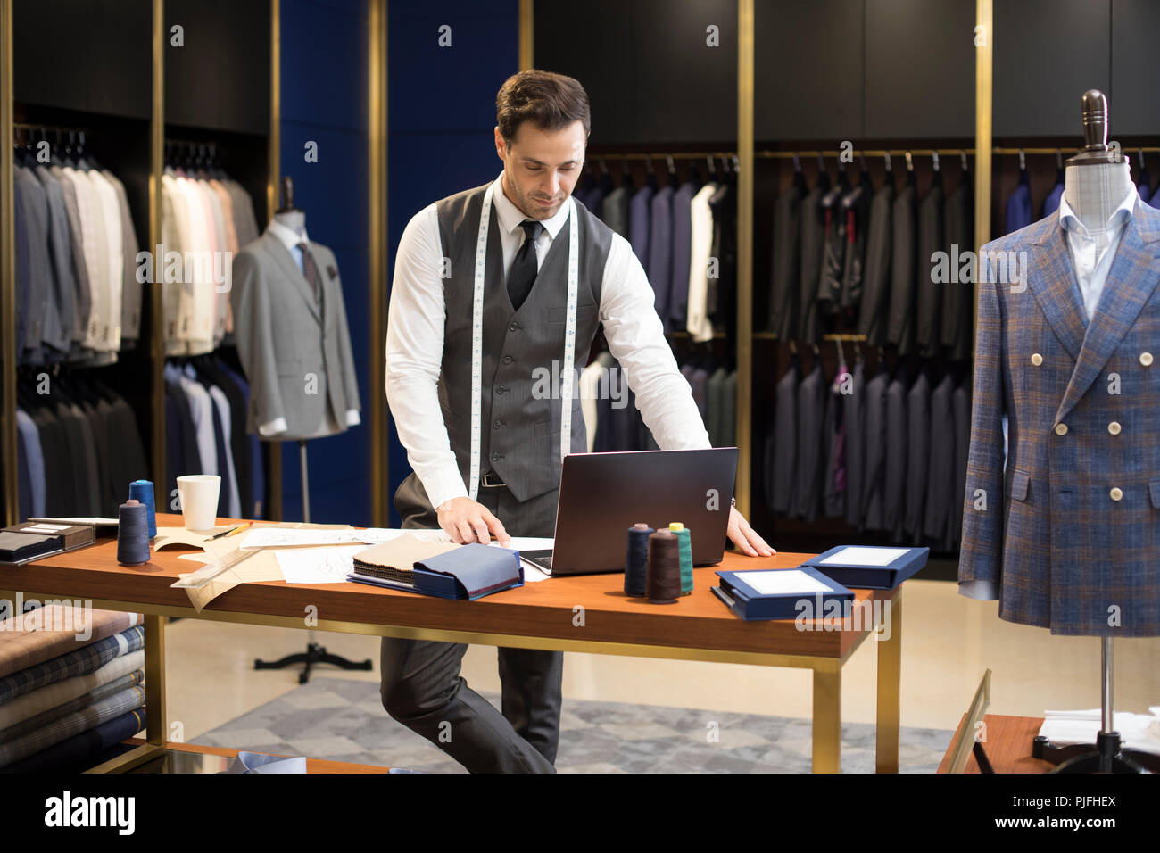 Standing fashion model designer clothing elegance hi-res stock ...