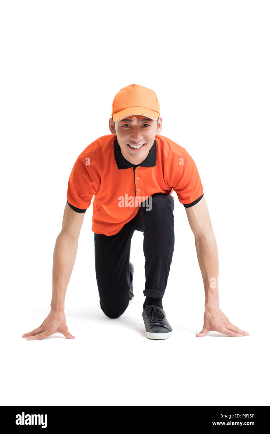 Line delivery man service Cut Out Stock Images & Pictures - Alamy