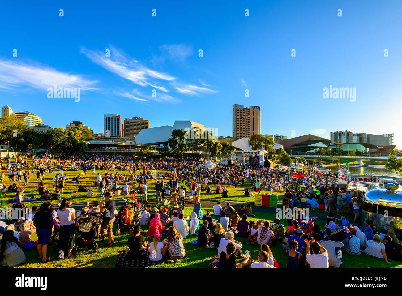 Adelaide, Australia - January 26, 2018: Adelaidians gathered together ...