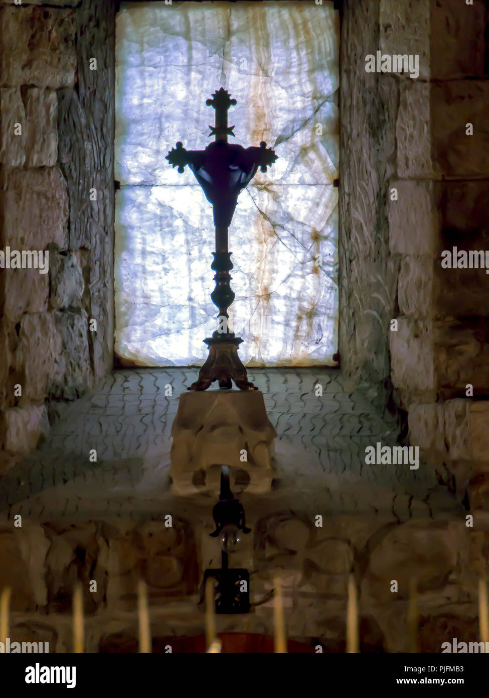 Italy, Tuscany, Florence, Abbey of San Miniato al Monte, cross in the ...