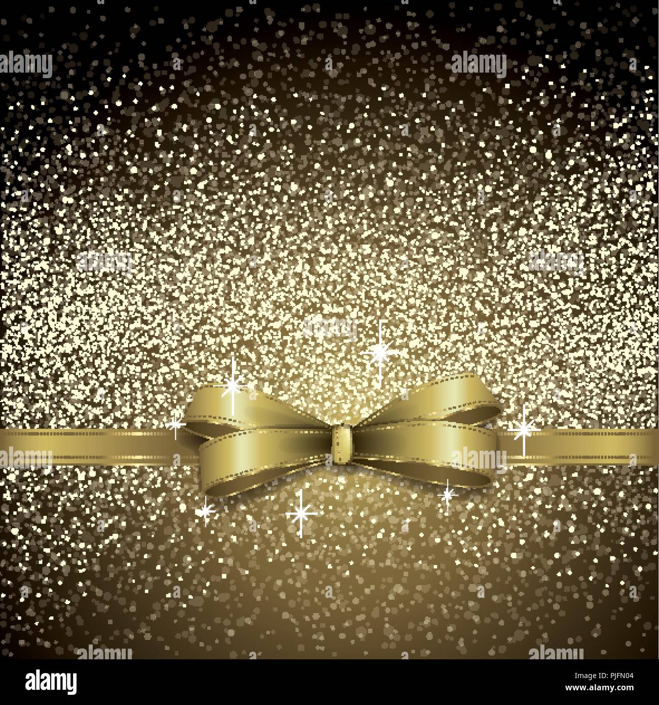 Christmas golden bow full vector shining background Stock Vector Image ...