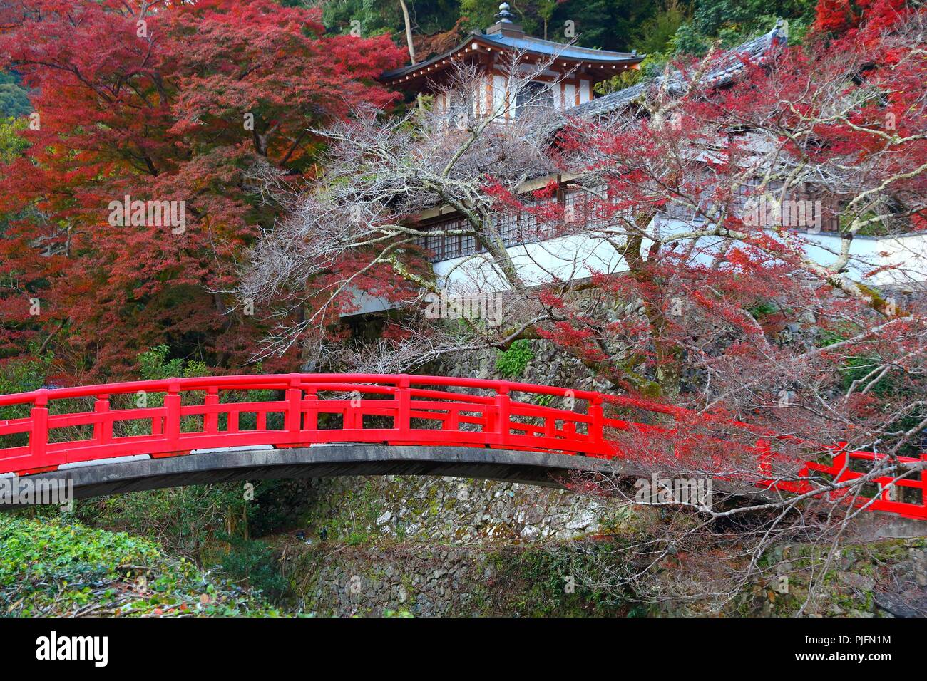Red japanese bridge hi-res stock photography and images - Alamy