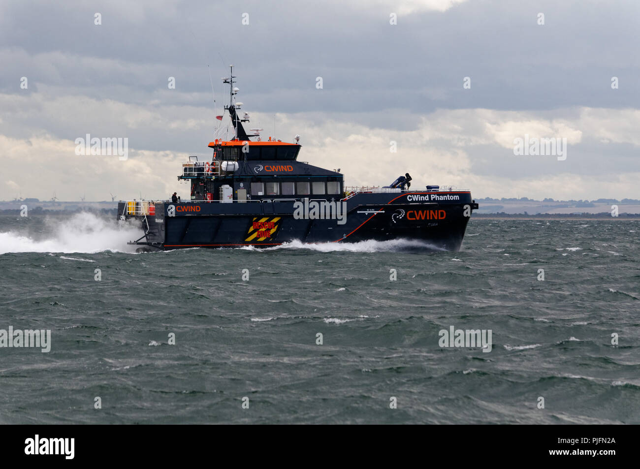 The CWIND Phantom crew transfer vessel (CTV) seen in the Humber Estuary, England Stock Photo - Alamy