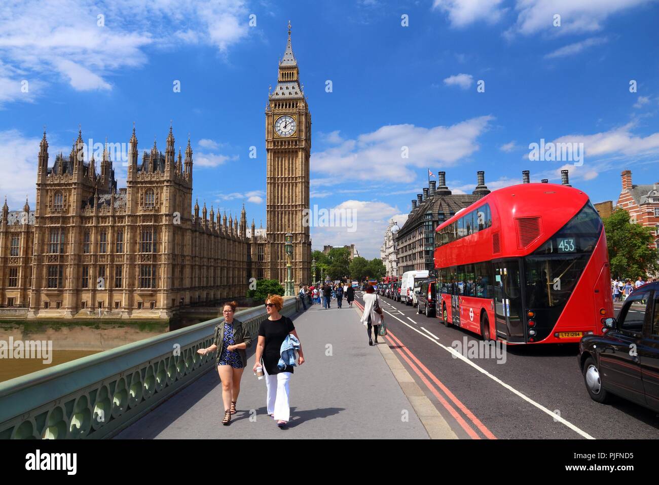 LONDON, UK - JULY 7, 2016: People walk near Big Ben in London, UK ...