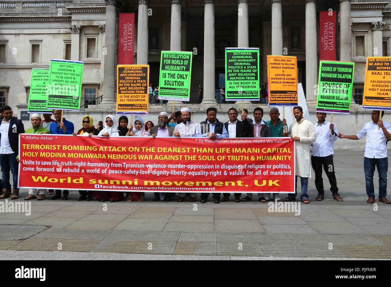 LONDON, UK - JULY 6, 2016: Sunni muslims protest against radical sects ...