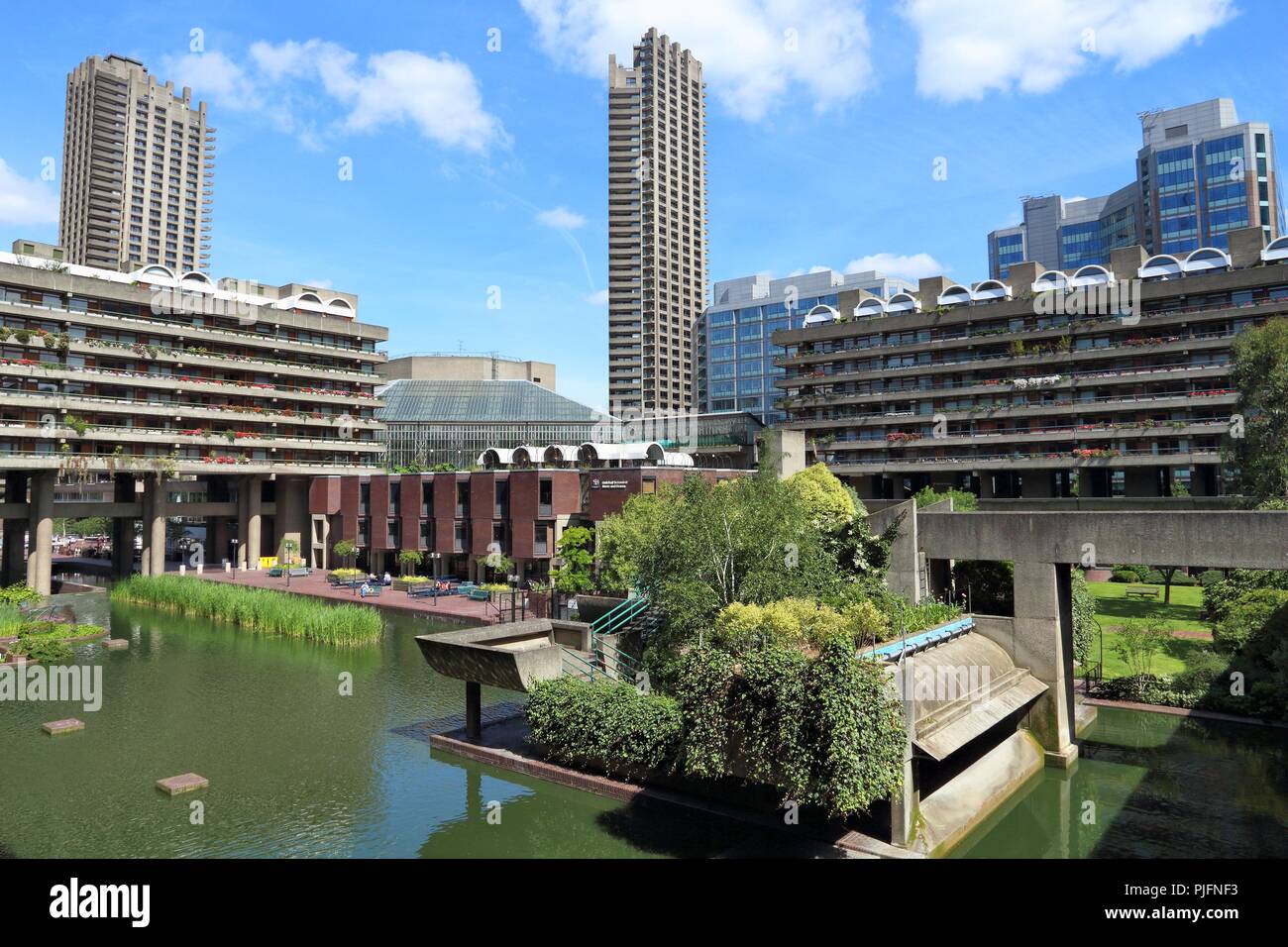 LONDON, UK - JULY 6, 2016: Barbican Estate in the City of London. The ...