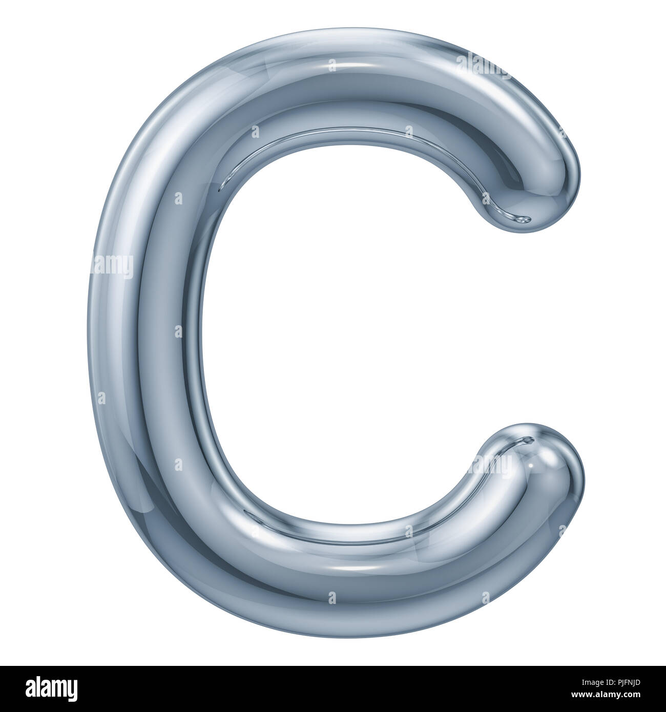 English metallic letter C, 3D rendering isolated on white background ...
