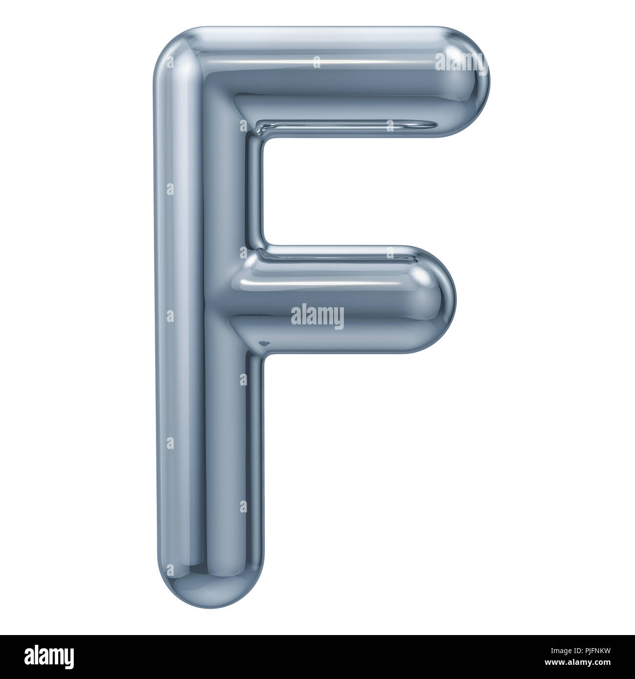 English metallic letter F, 3D rendering isolated on white background ...