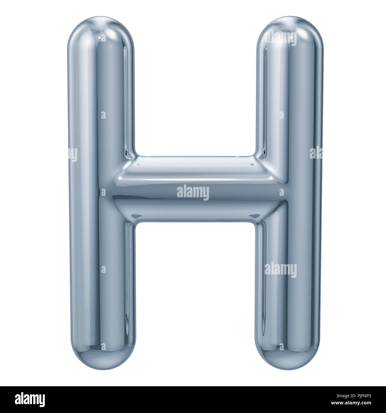 English metallic letter H, 3D rendering isolated on white background ...