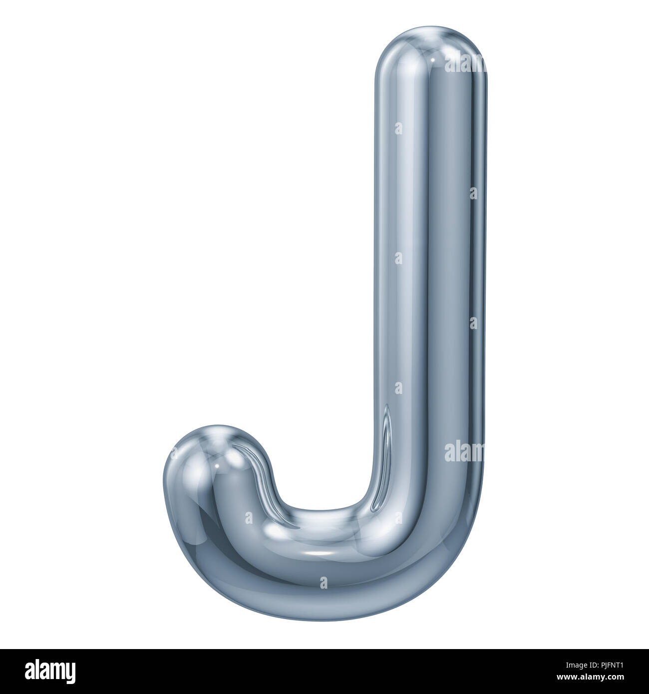 English metallic letter J, 3D rendering isolated on white background ...