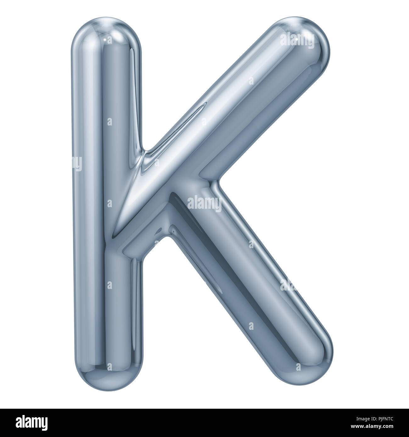 English metallic letter K, 3D rendering isolated on white background ...